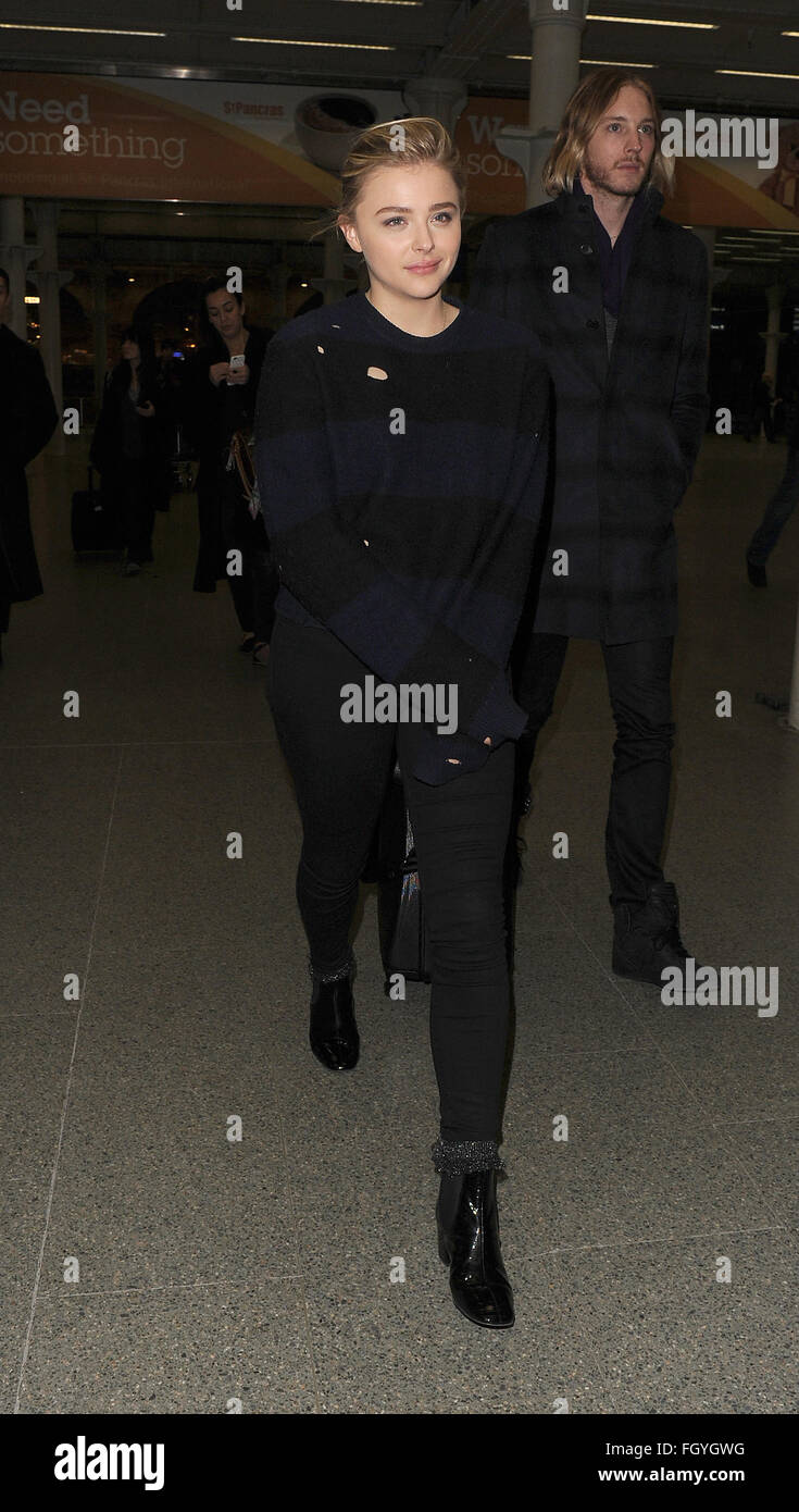 Chloe Moretz and her brother Trevor Duke Moretz arrive at Kings Cross ...