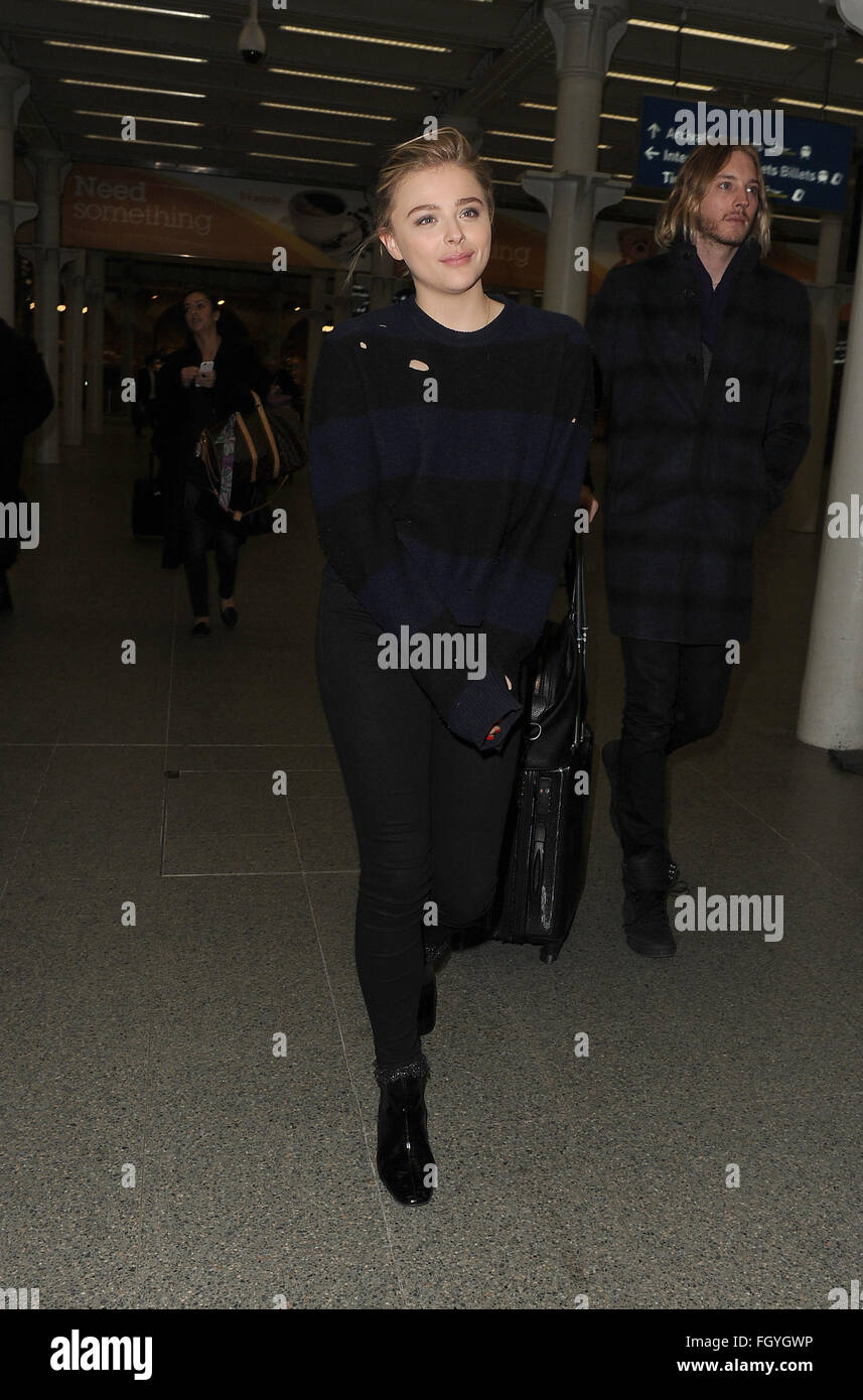 Chloe Moretz and her brother Trevor Duke Moretz arrive at Kings Cross ...