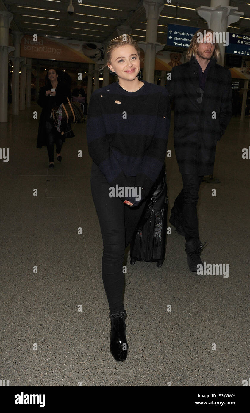 Chloe Moretz and her brother Trevor Duke Moretz arrive at Kings Cross ...