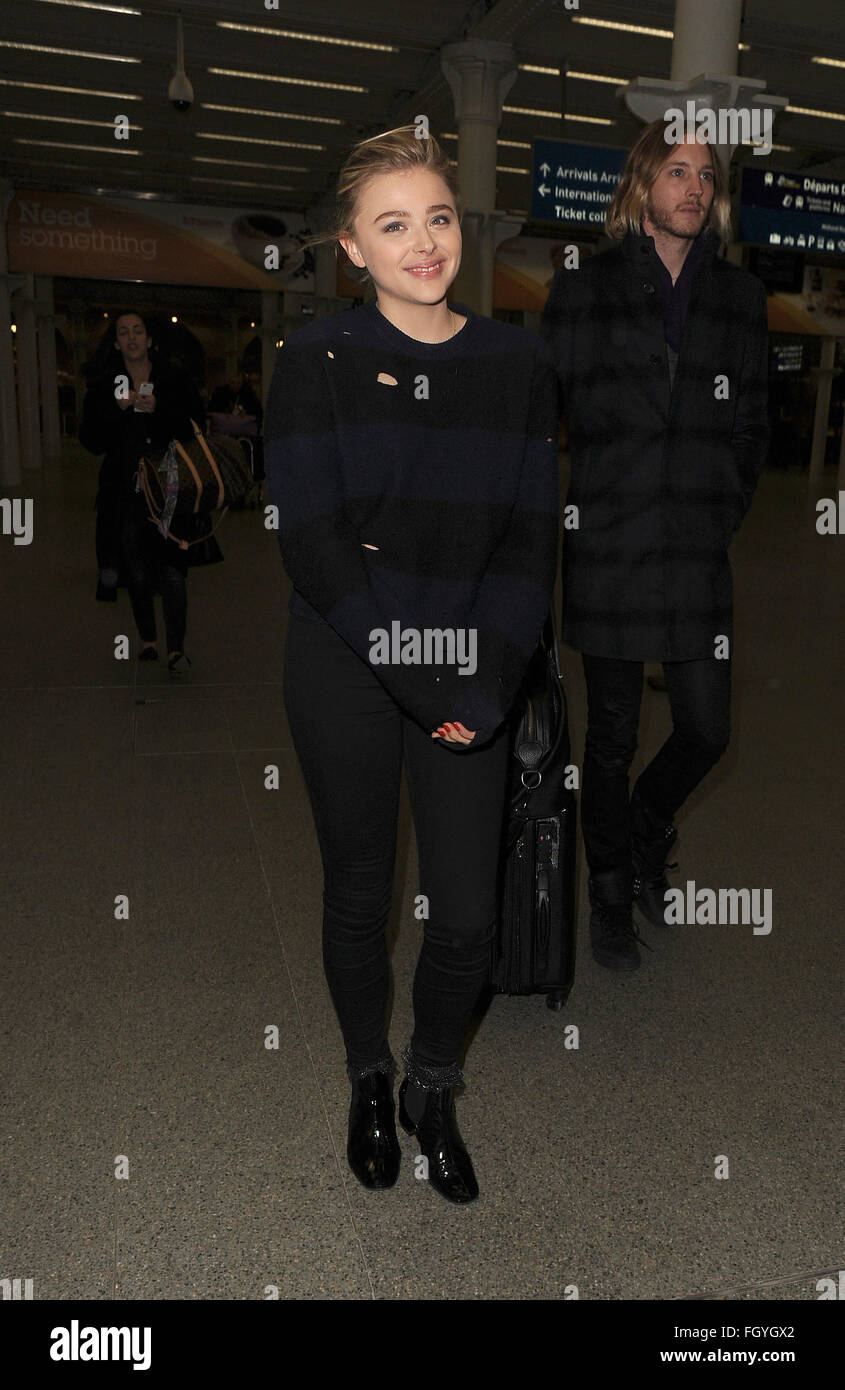 Chloe Moretz and her brother Trevor Duke Moretz arrive at Kings Cross ...