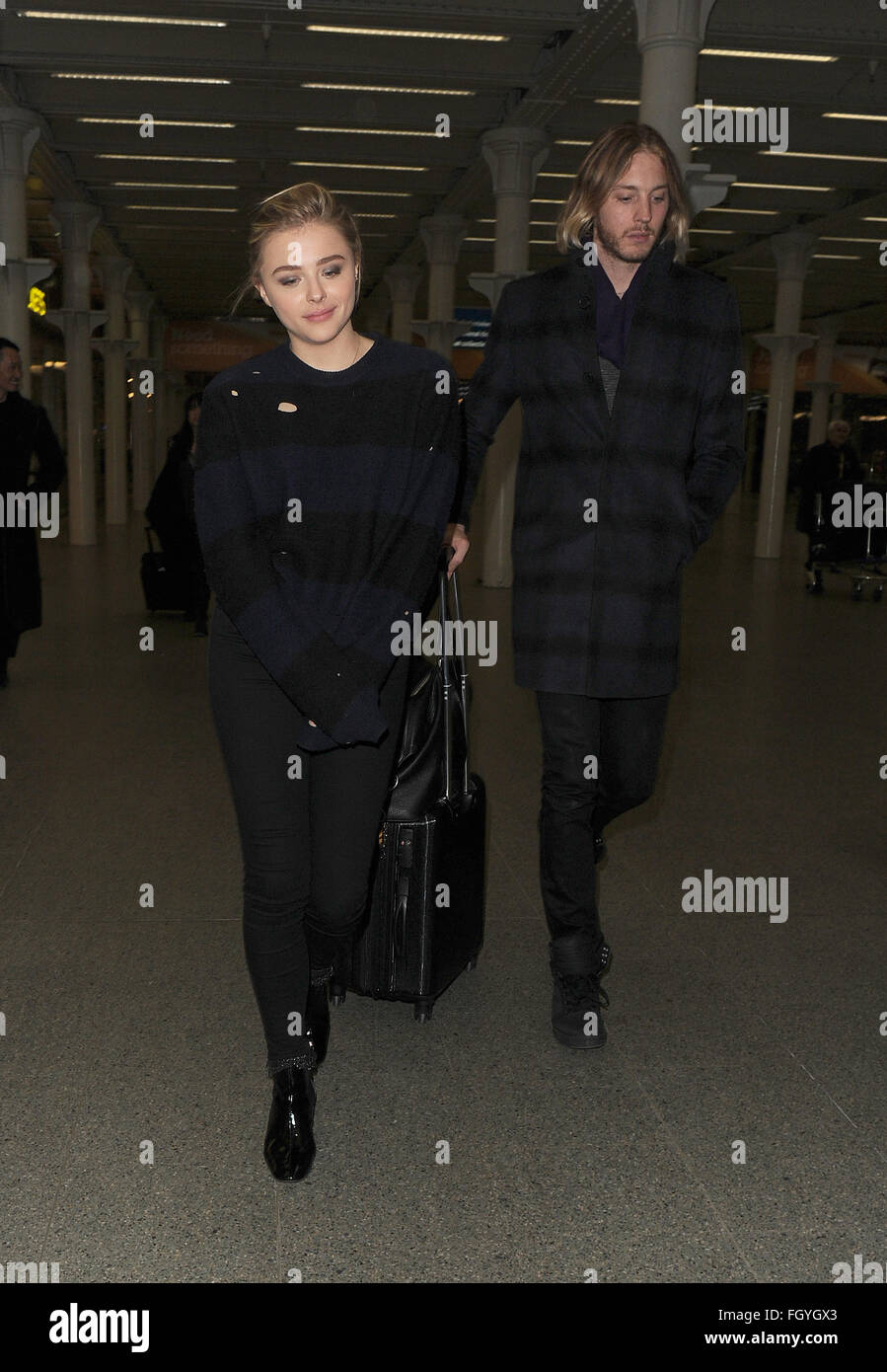 Chloe Moretz and her brother Trevor Duke Moretz arrive at Kings Cross ...