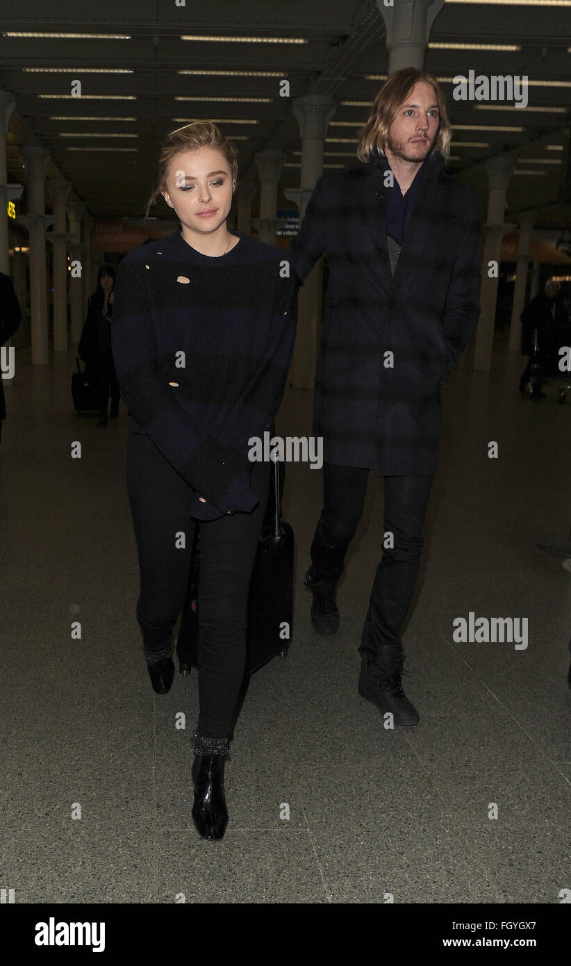 Chloe Moretz and her brother Trevor Duke Moretz arrive at Kings Cross ...