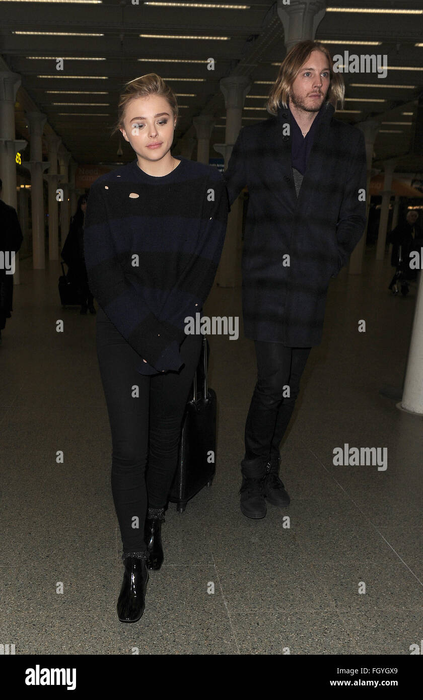 Chloe Moretz and her brother Trevor Duke Moretz arrive at Kings Cross ...