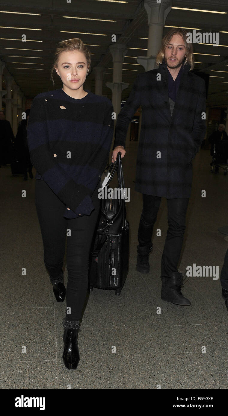 Chloe Moretz and her brother Trevor Duke Moretz arrive at Kings Cross ...