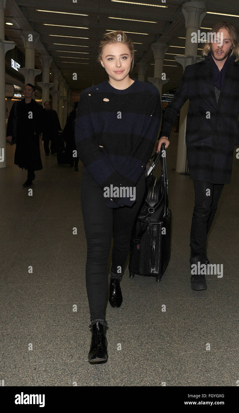 Chloe Moretz and her brother Trevor Duke Moretz arrive at Kings Cross ...