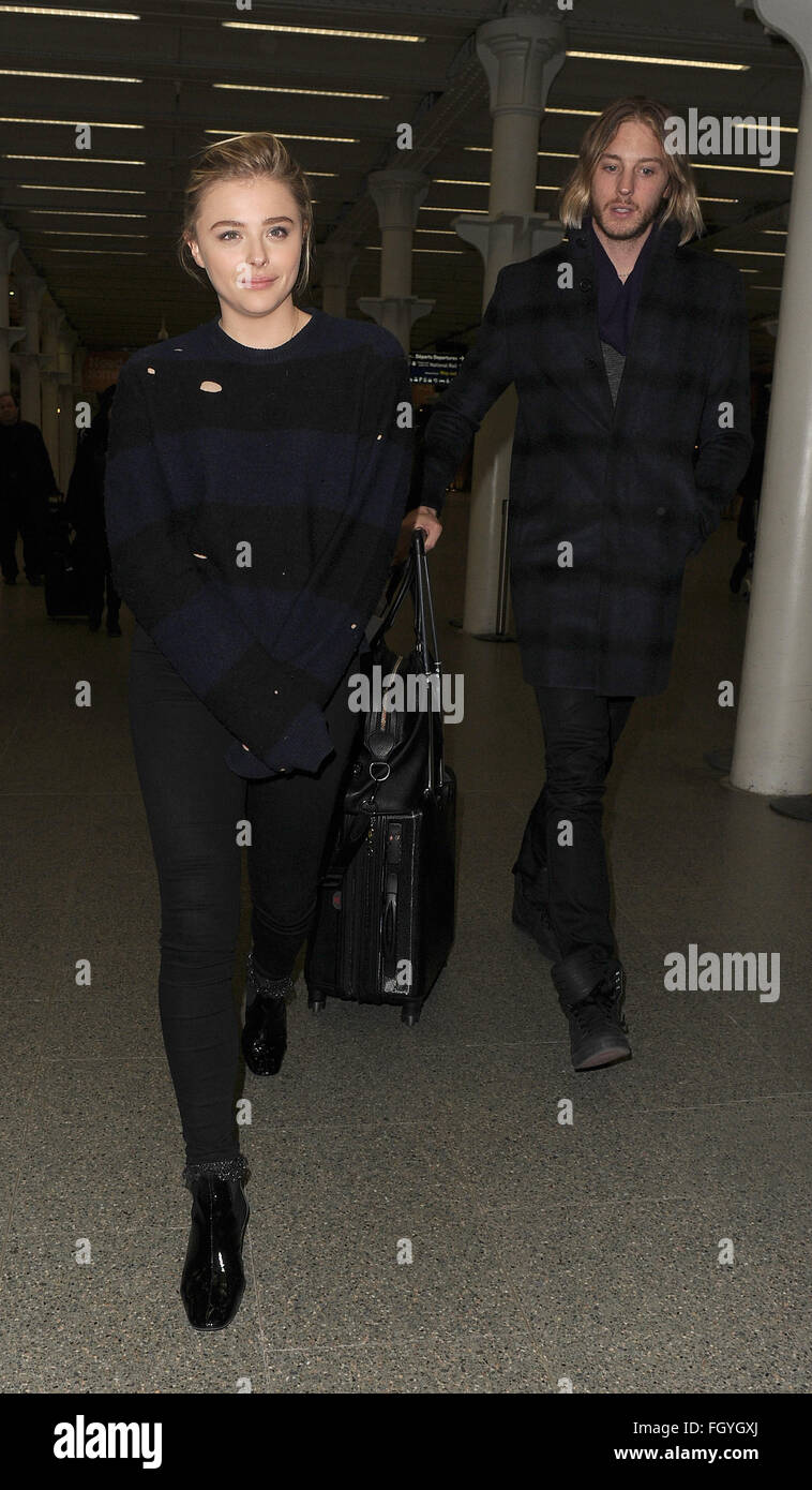 Chloe Moretz and her brother Trevor Duke Moretz arrive at Kings Cross ...