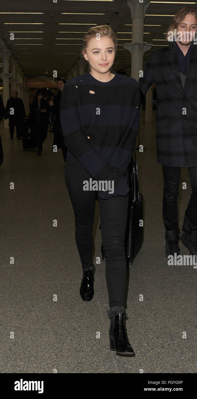 Chloe Moretz and her brother Trevor Duke Moretz arrive at Kings Cross ...