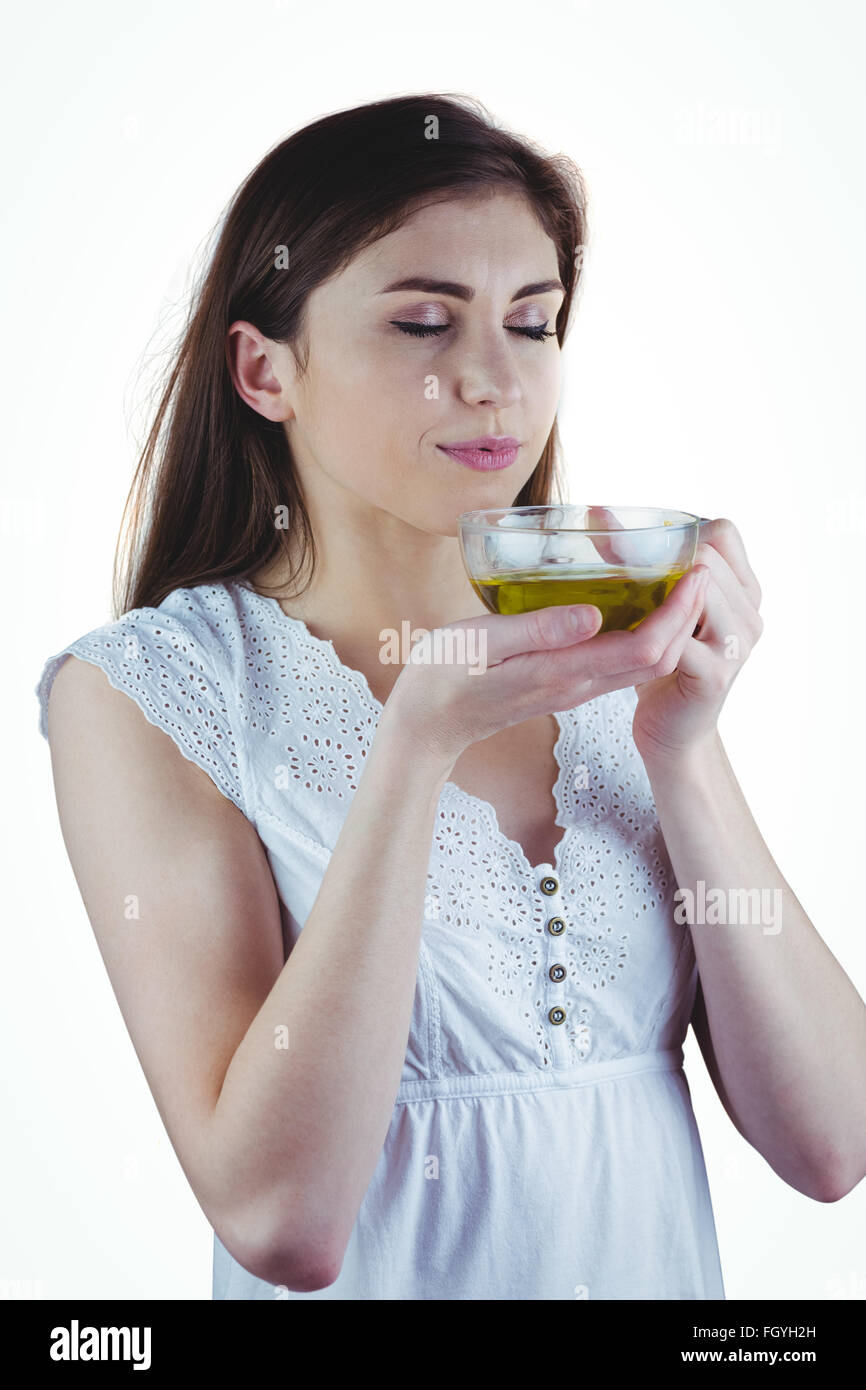 Pretty woman with herbal tea Stock Photo - Alamy
