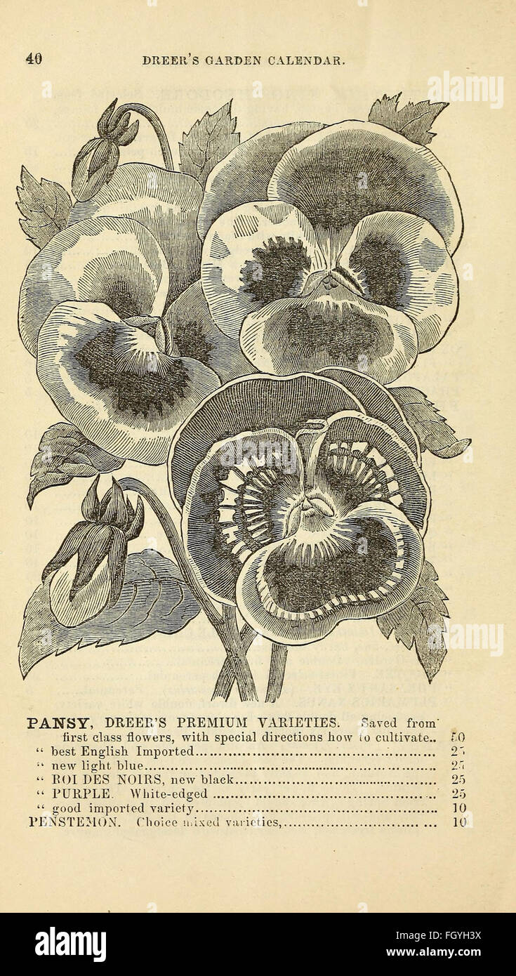 Dreer's garden calendar 1867 Stock Photo - Alamy