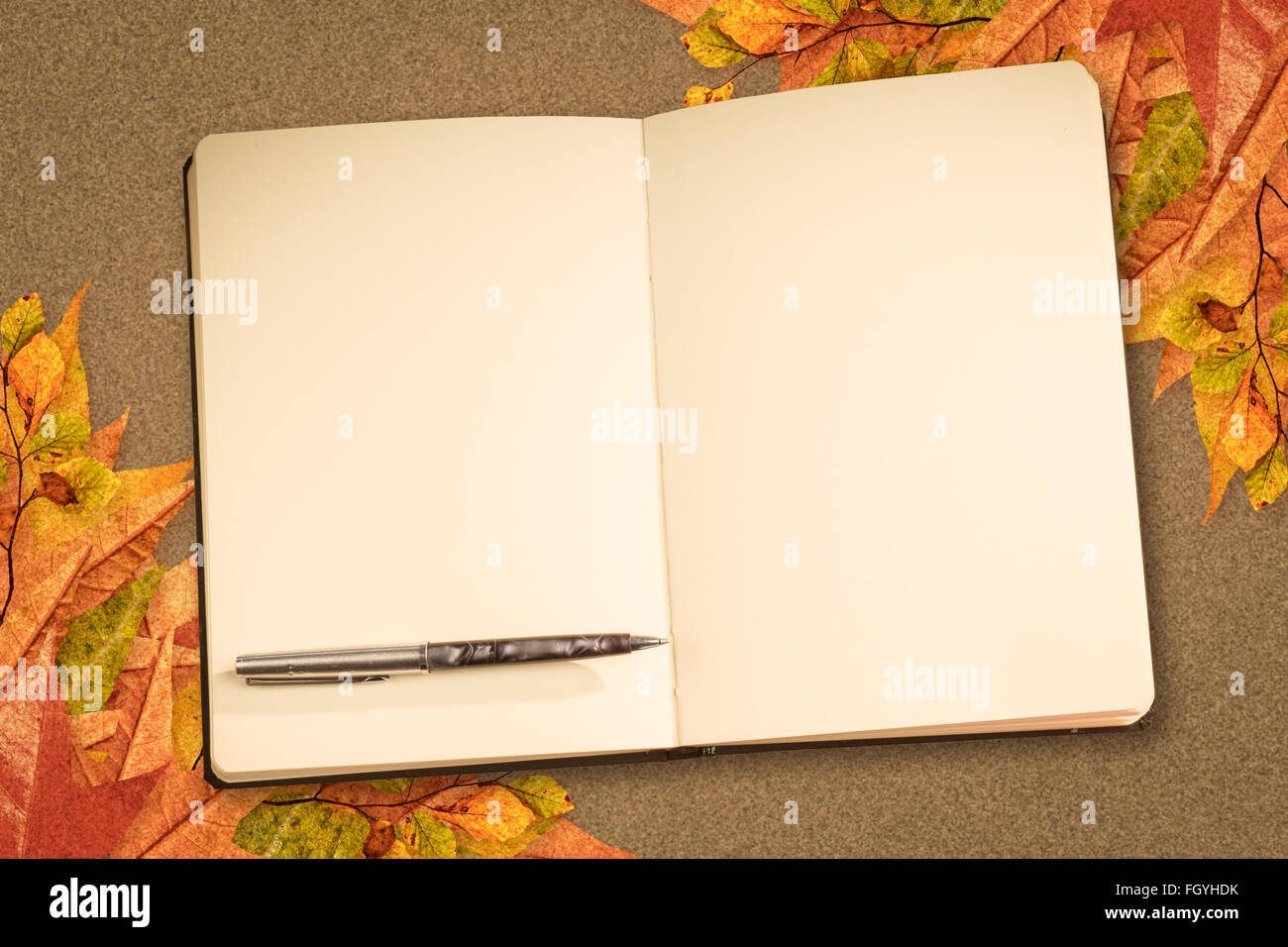 Composite image of notebook and pen Stock Photo - Alamy