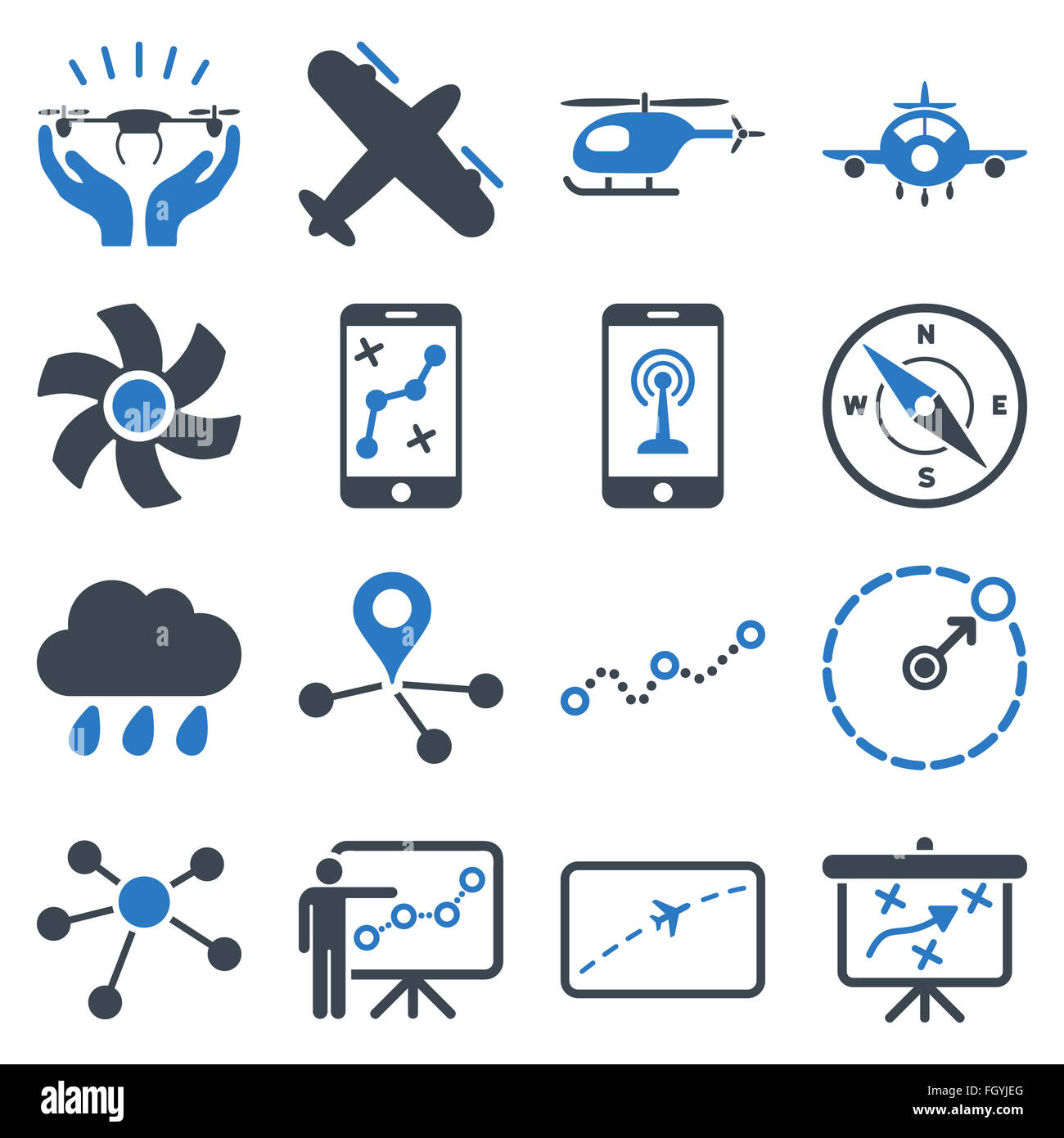 Aircraft navigation icon set Stock Photo - Alamy