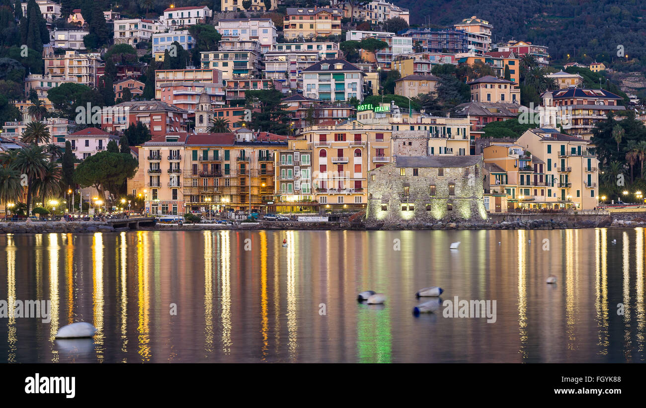 View over the ligurian village of Rapallo, Italy Stock Photo - Alamy