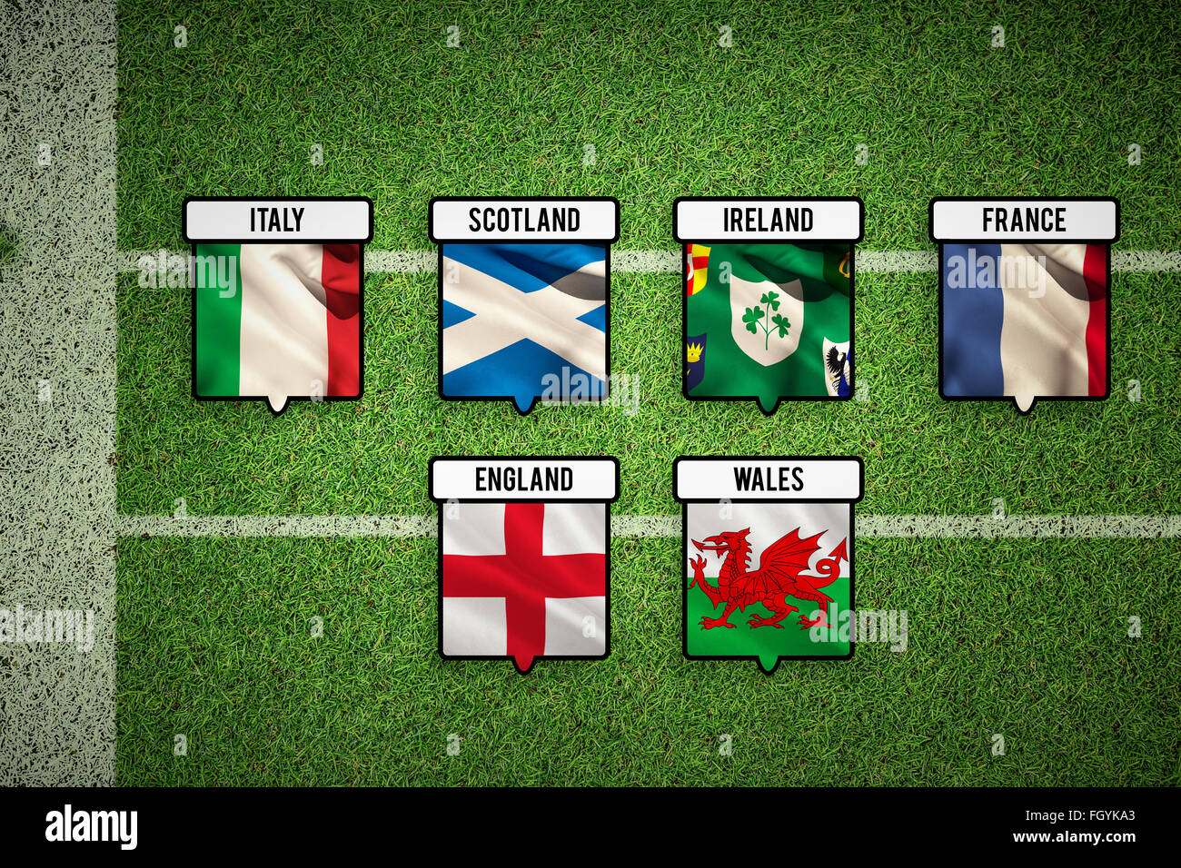 Composite image of 6 nations teams flags Stock Photo - Alamy