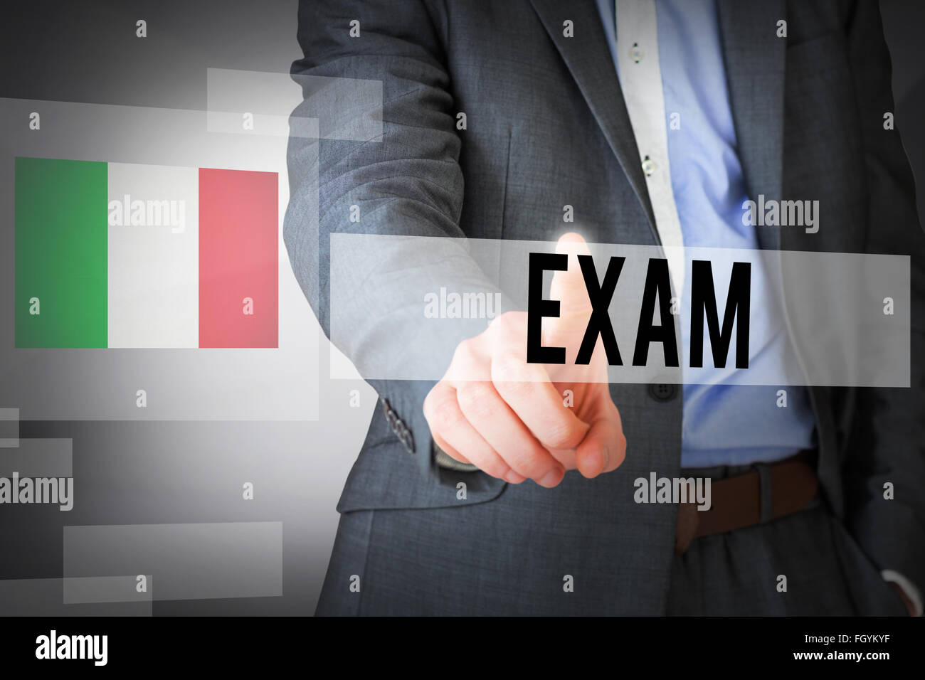 Exam against abstract white room Stock Photo - Alamy