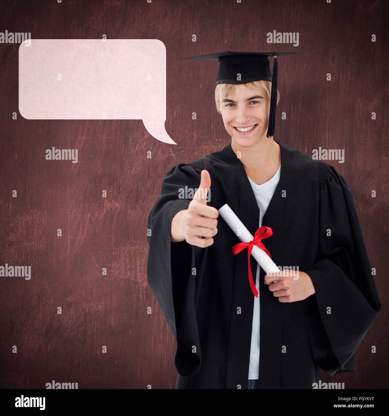 Composite image of happy teen guy celebrating graduation Stock Photo ...