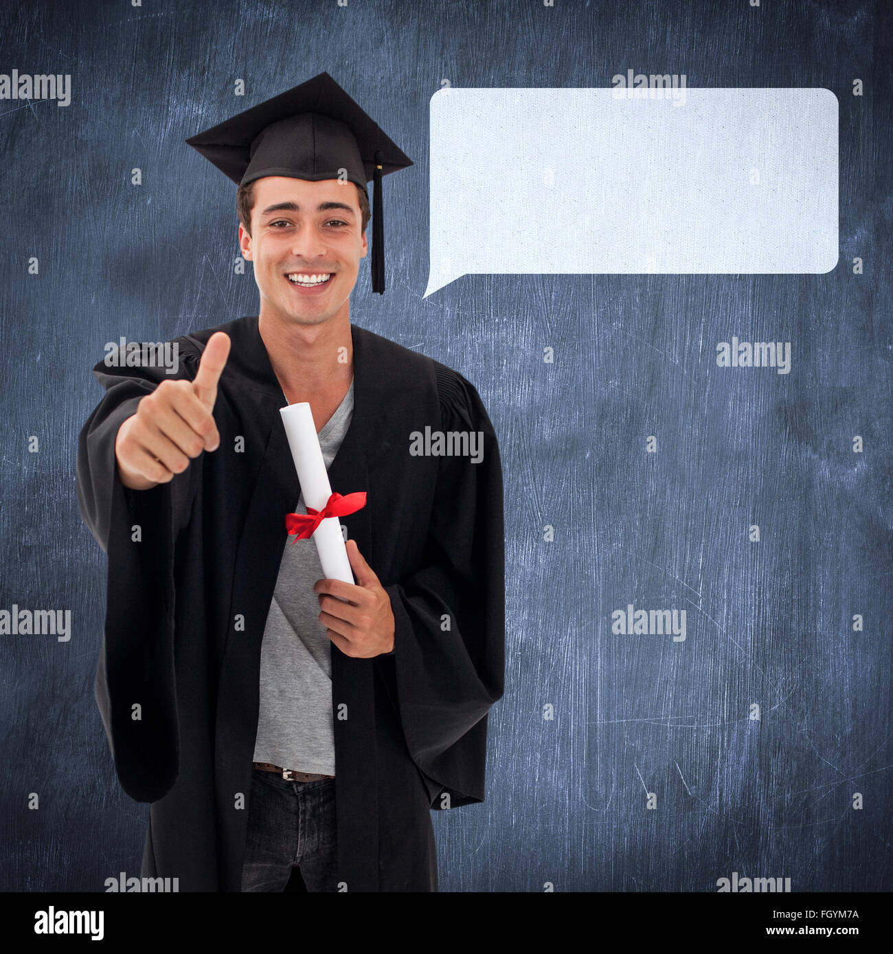 Composite image of happy teen guy celebrating graduation Stock Photo ...