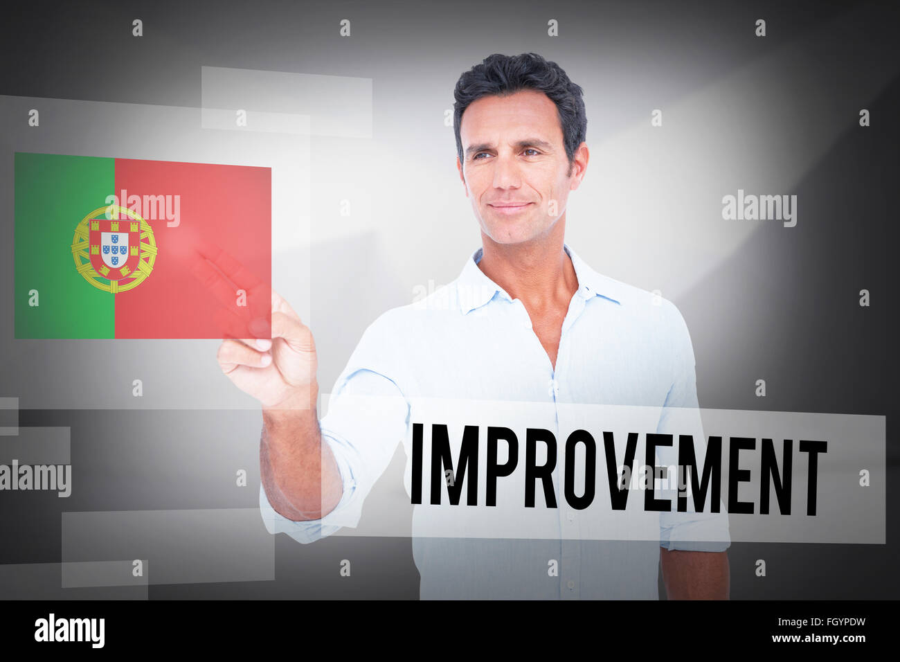 Improvement against abstract white room Stock Photo - Alamy