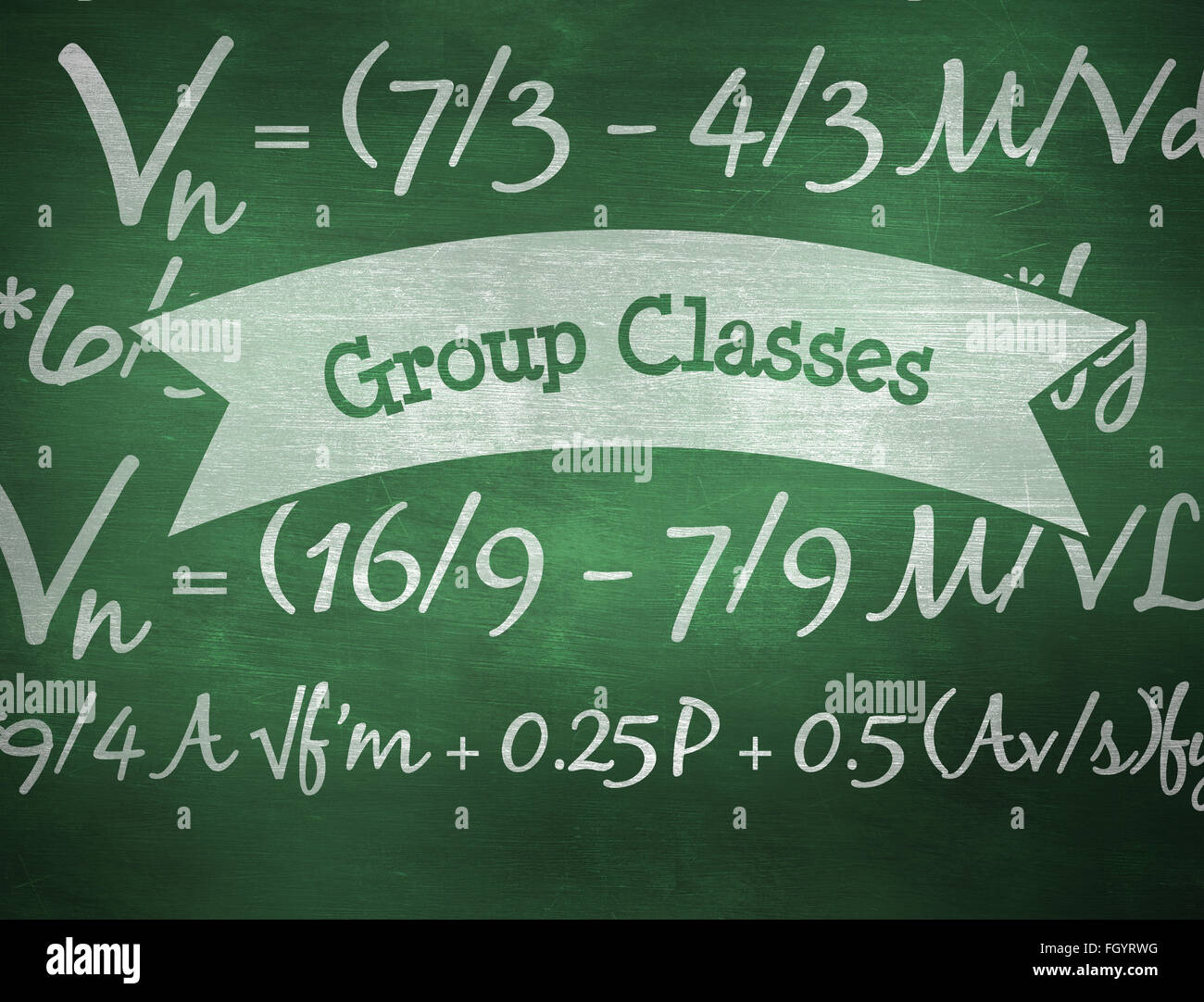Group classes against green chalkboard Stock Photo - Alamy