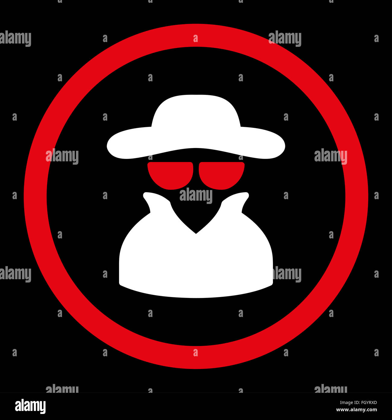 Spy flat red and white colors rounded vector icon Stock Photo - Alamy