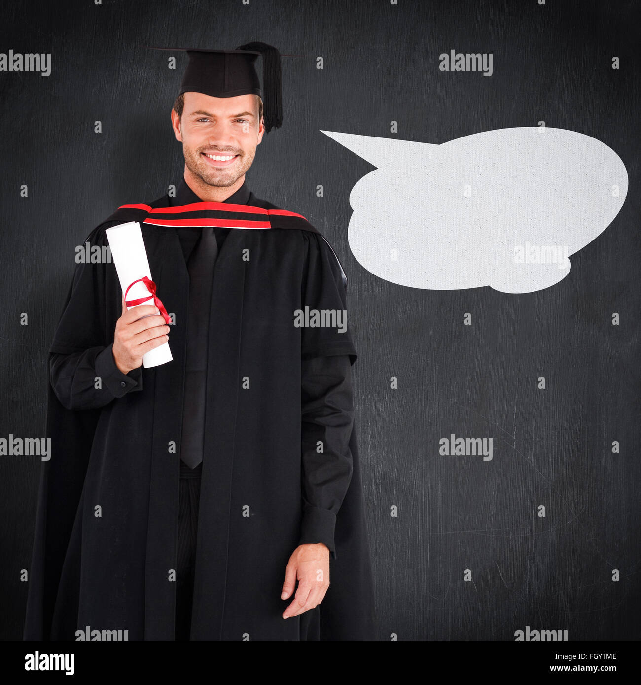 Composite image of charming graduate boy with his diploma Stock Photo ...