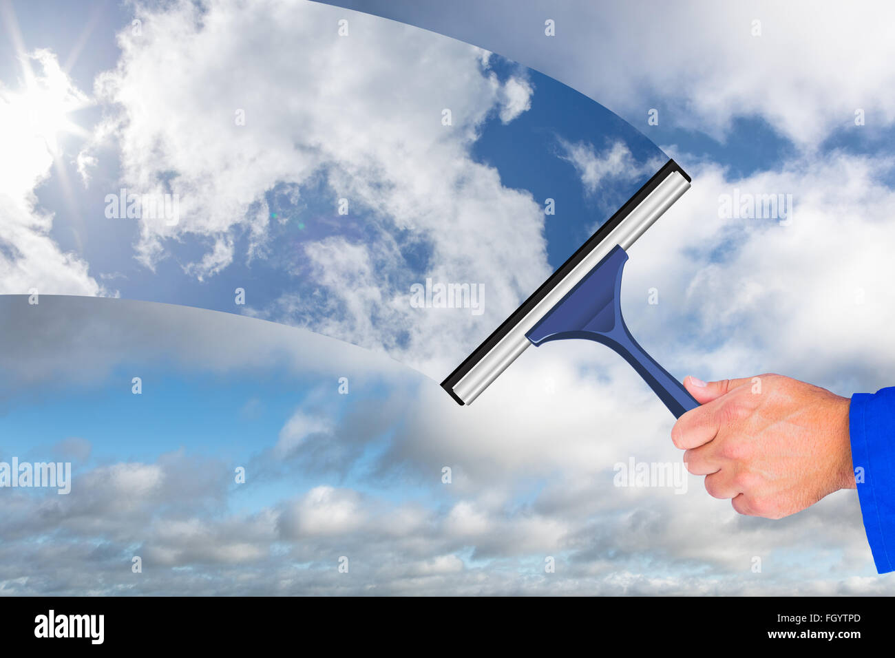Composite image of hand using wiper Stock Photo - Alamy