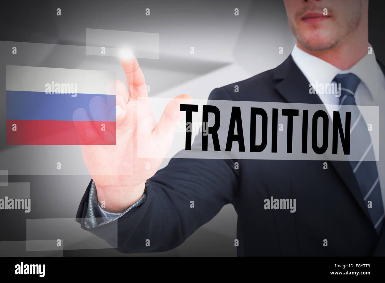 Tradition against abstract grey room Stock Photo - Alamy