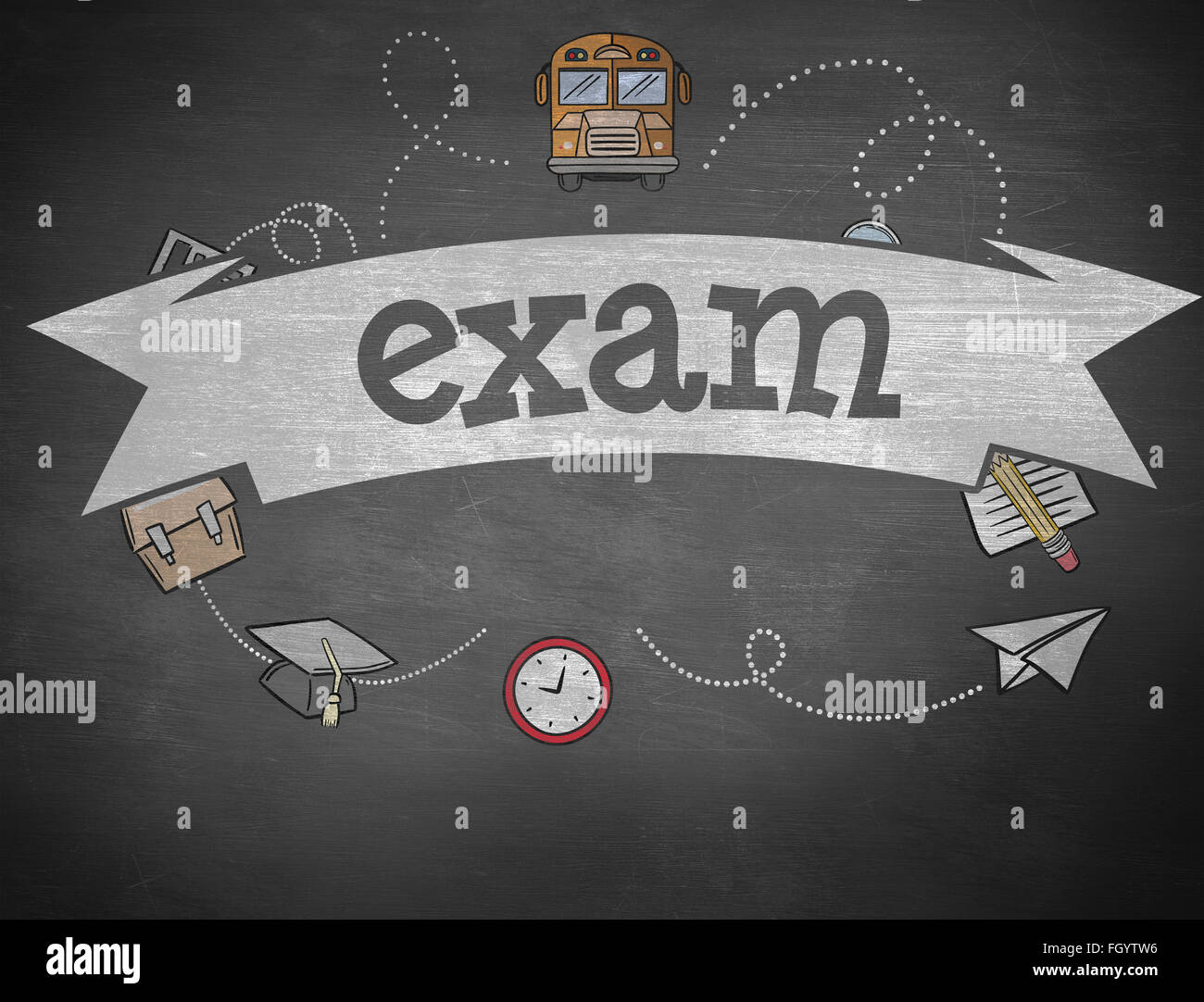 Exam against black background Stock Photo - Alamy