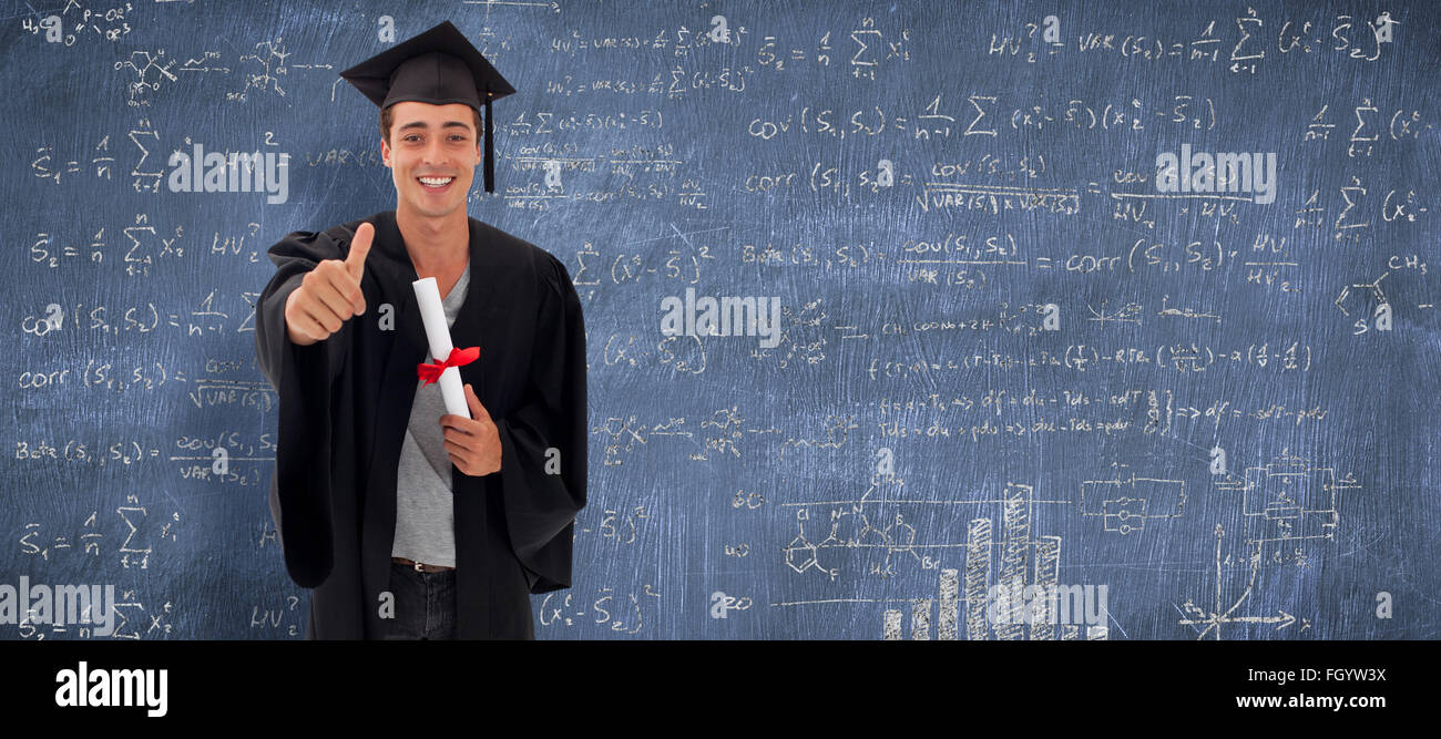 Composite image of happy teen guy celebrating graduation Stock Photo ...