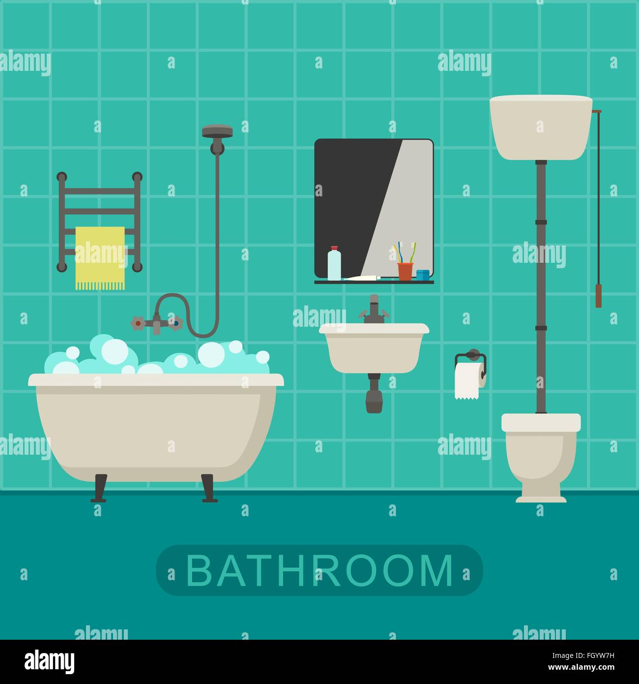 Green white bathroom in Stock Vector Images - Alamy