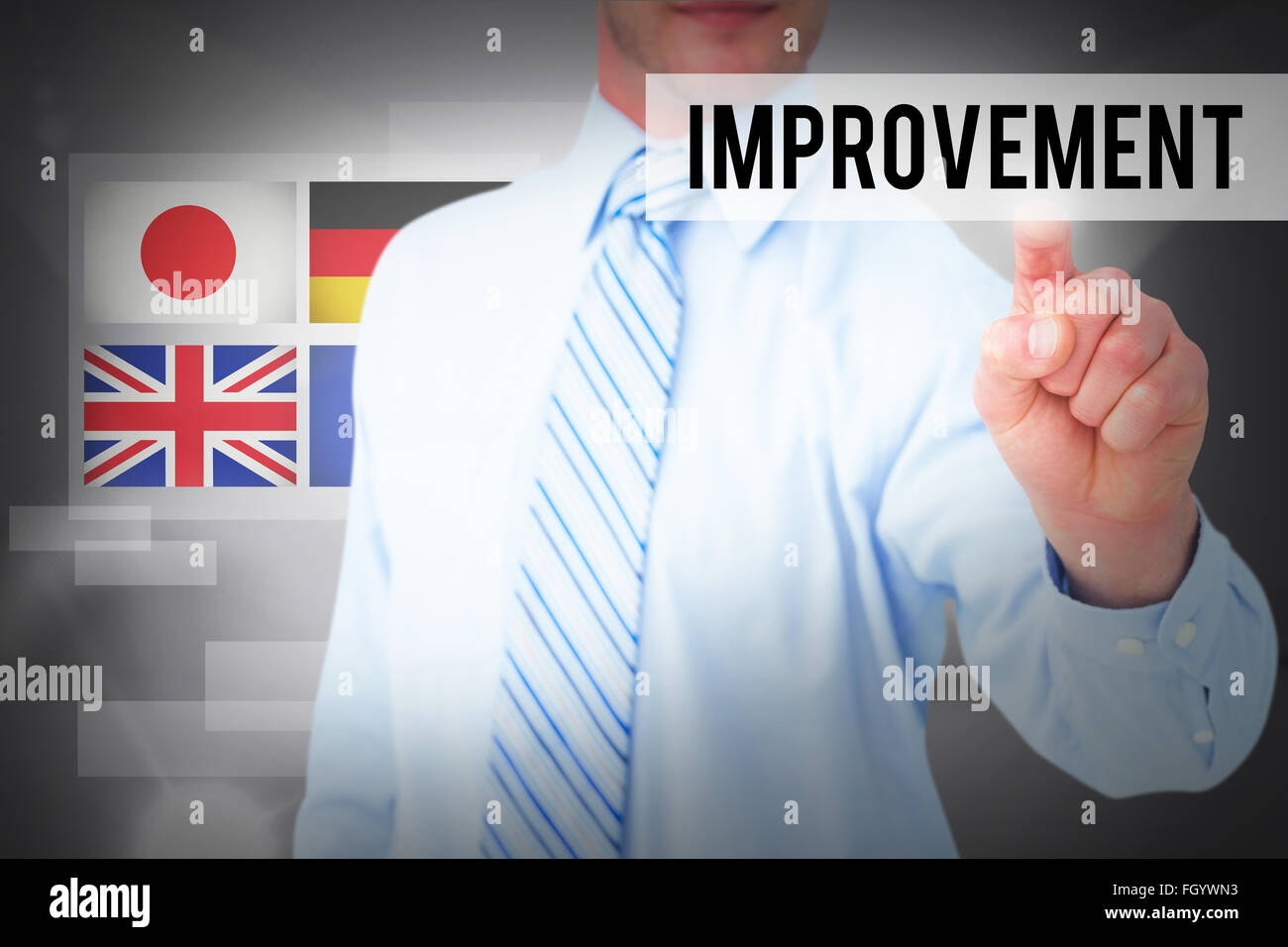 Improvement against abstract white room Stock Photo - Alamy