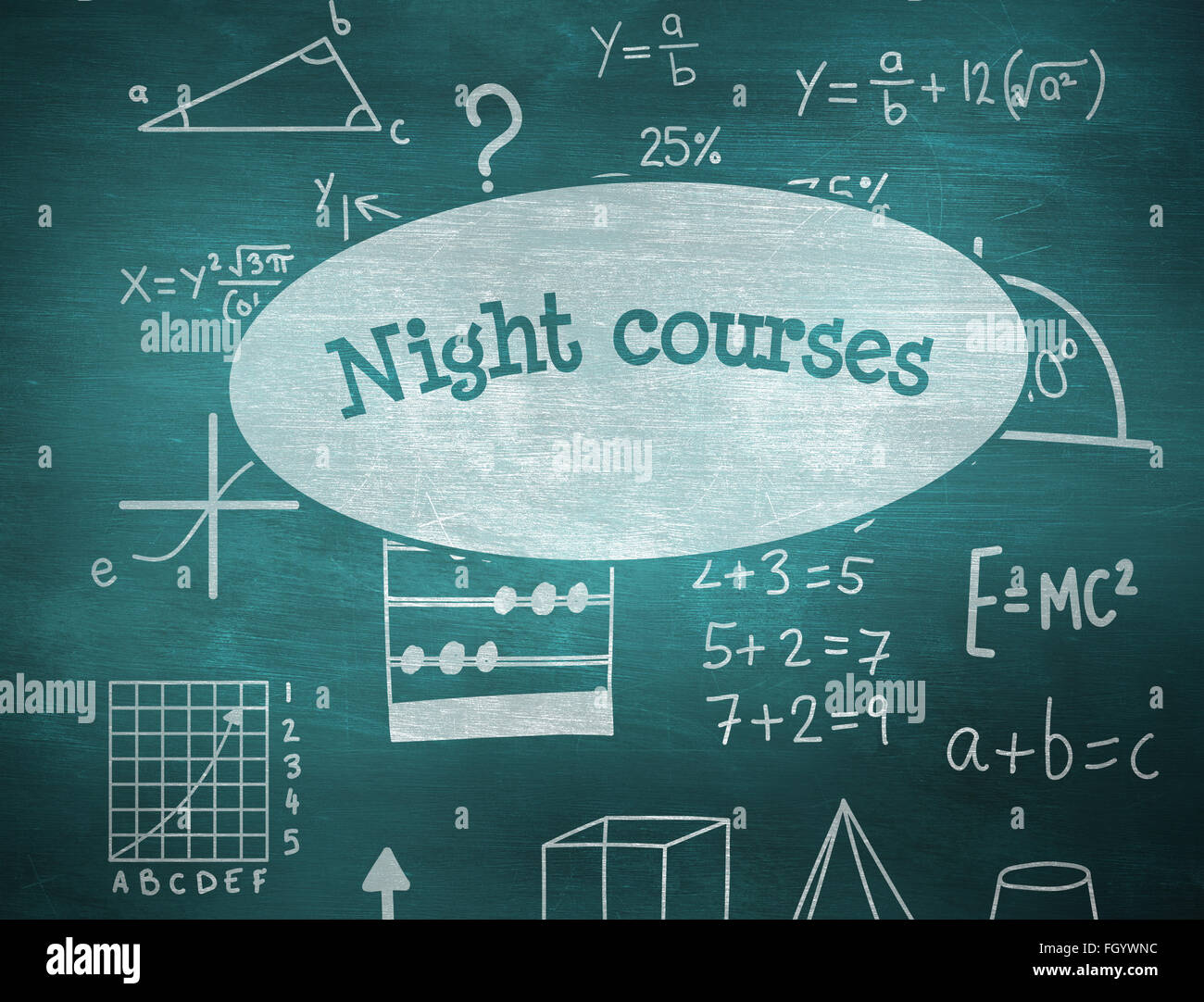 Night courses against green chalkboard Stock Photo - Alamy