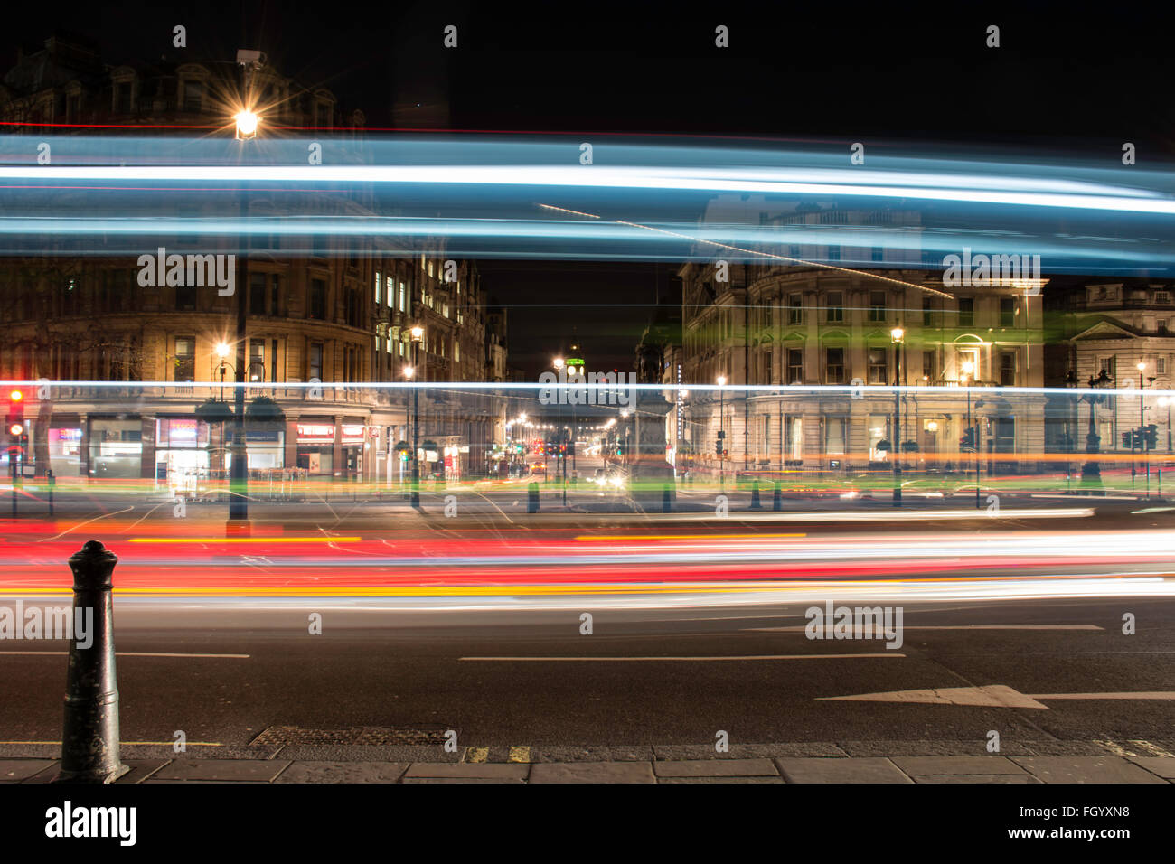 Light Trails at Trafalgar Square Stock Photo - Alamy