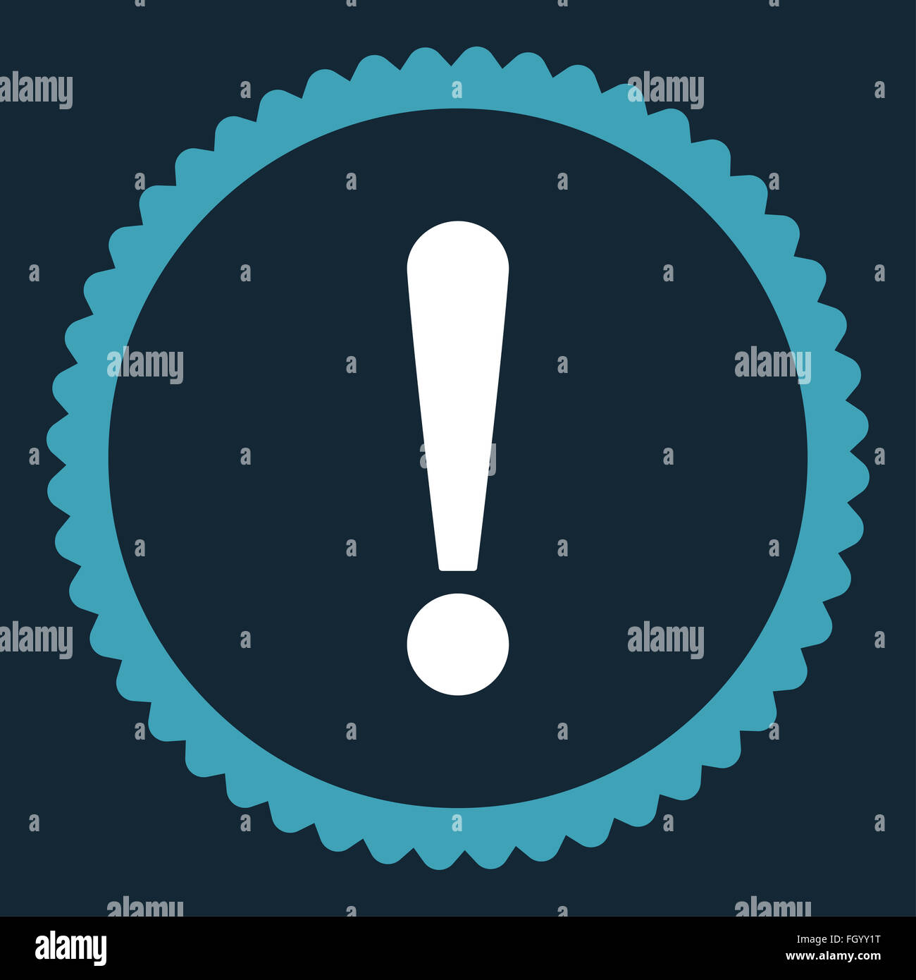 Exclamation Sign flat blue and white colors round stamp icon Stock ...