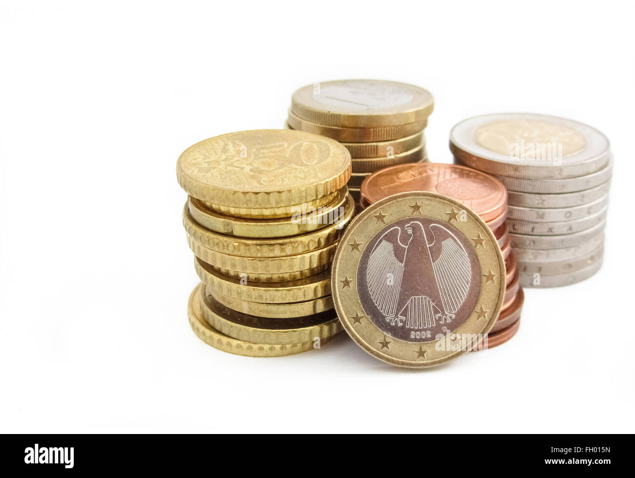 Stack of German Euro coins Stock Photo - Alamy