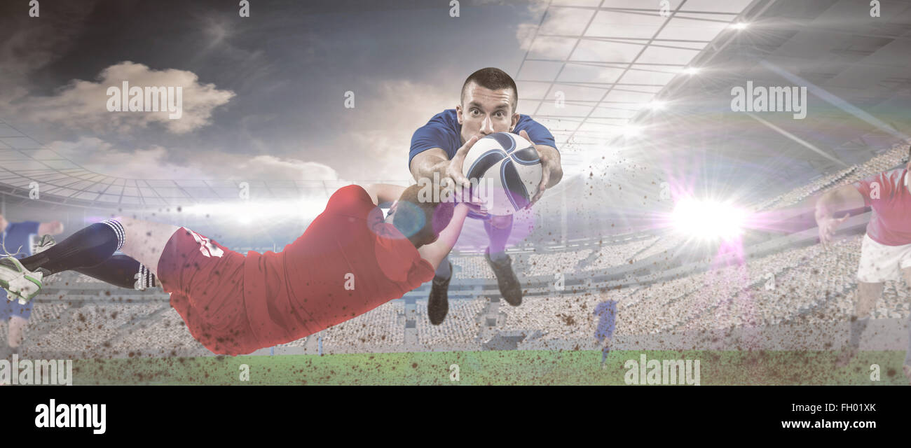 Composite image of a rugby player scoring a try Stock Photo - Alamy
