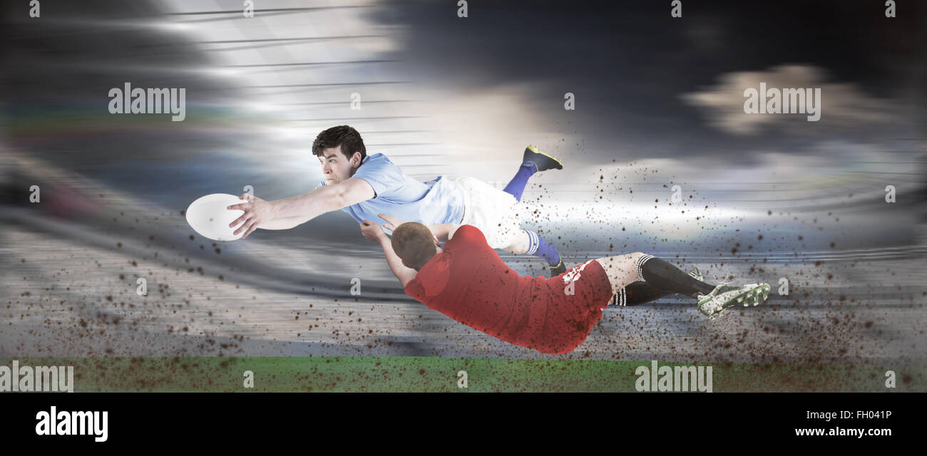 Composite image of a rugby player scoring a try Stock Photo - Alamy