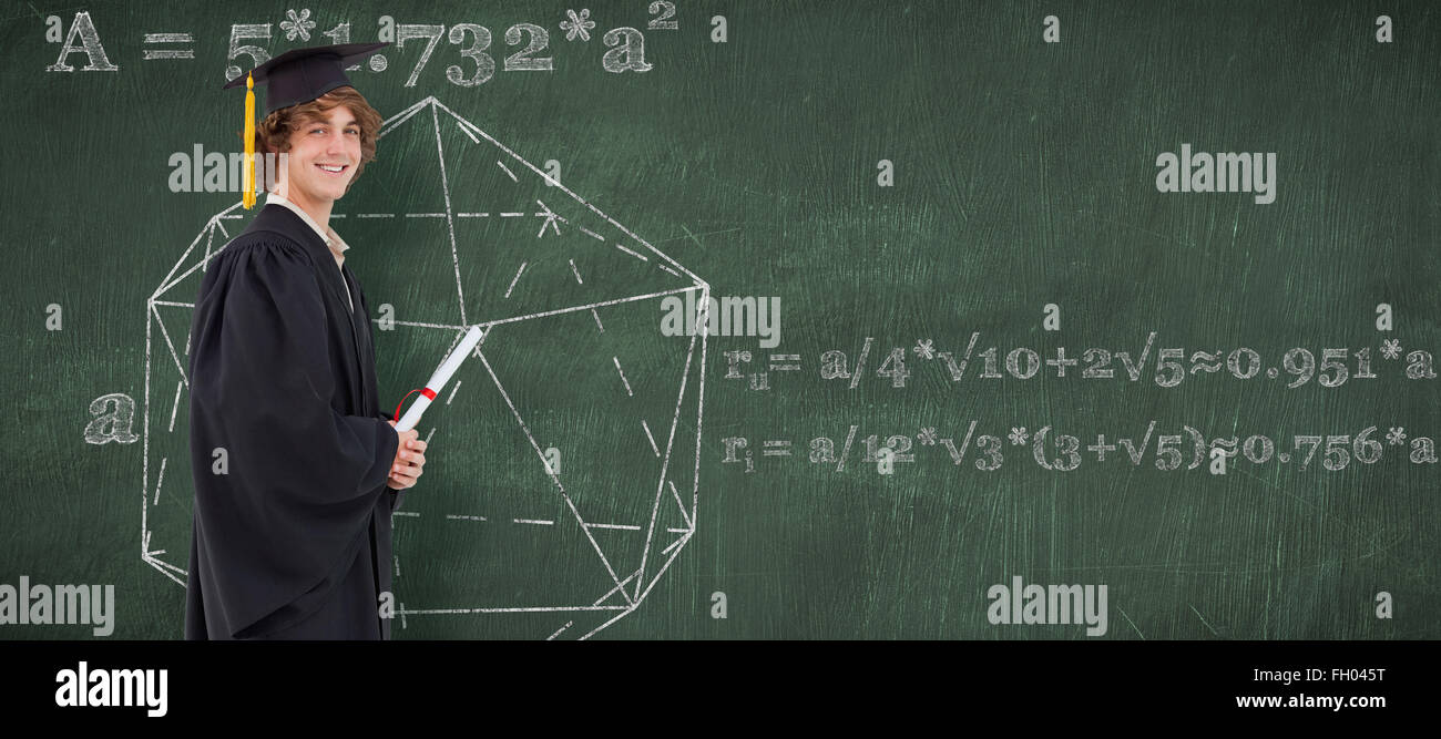 Composite image of profile view of a student in graduate robe Stock ...