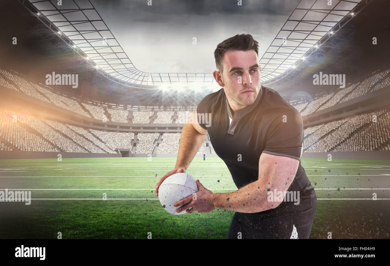 Composite image of rugby player throwing the ball Stock Photo - Alamy
