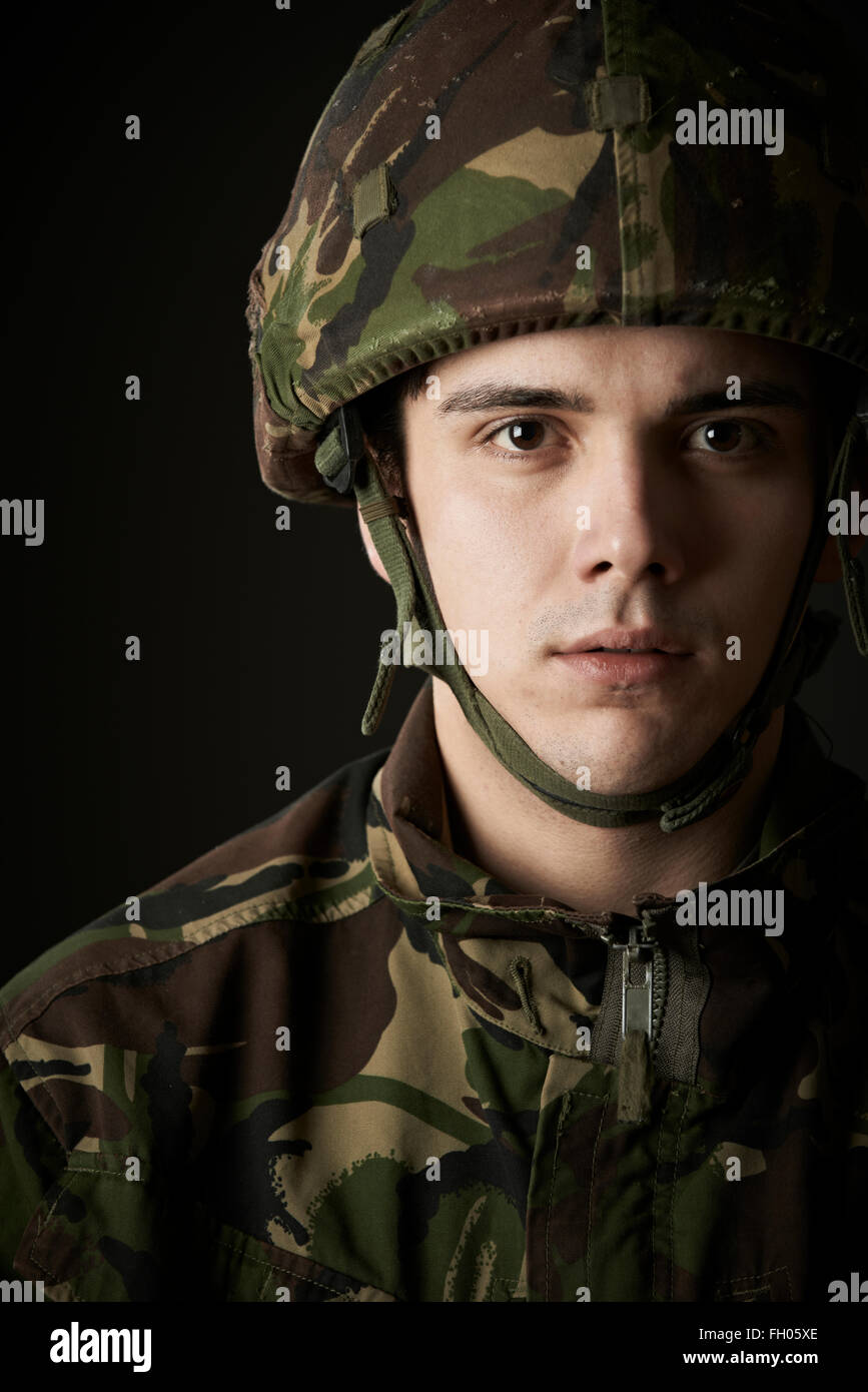 Studio Portrait Of Soldier In Uniform Stock Photo - Alamy