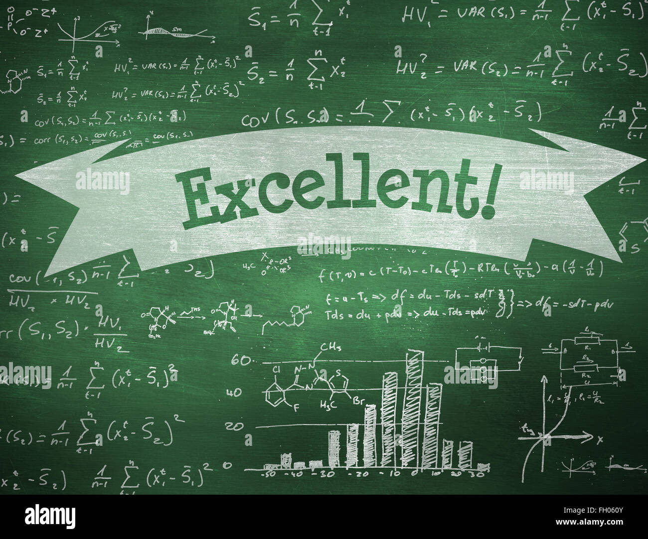 Excellent! against green chalkboard Stock Photo - Alamy