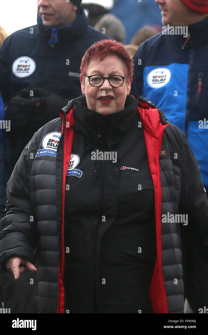 Jo Brand crosses the Humber Bridge at the start of her Hull to ...