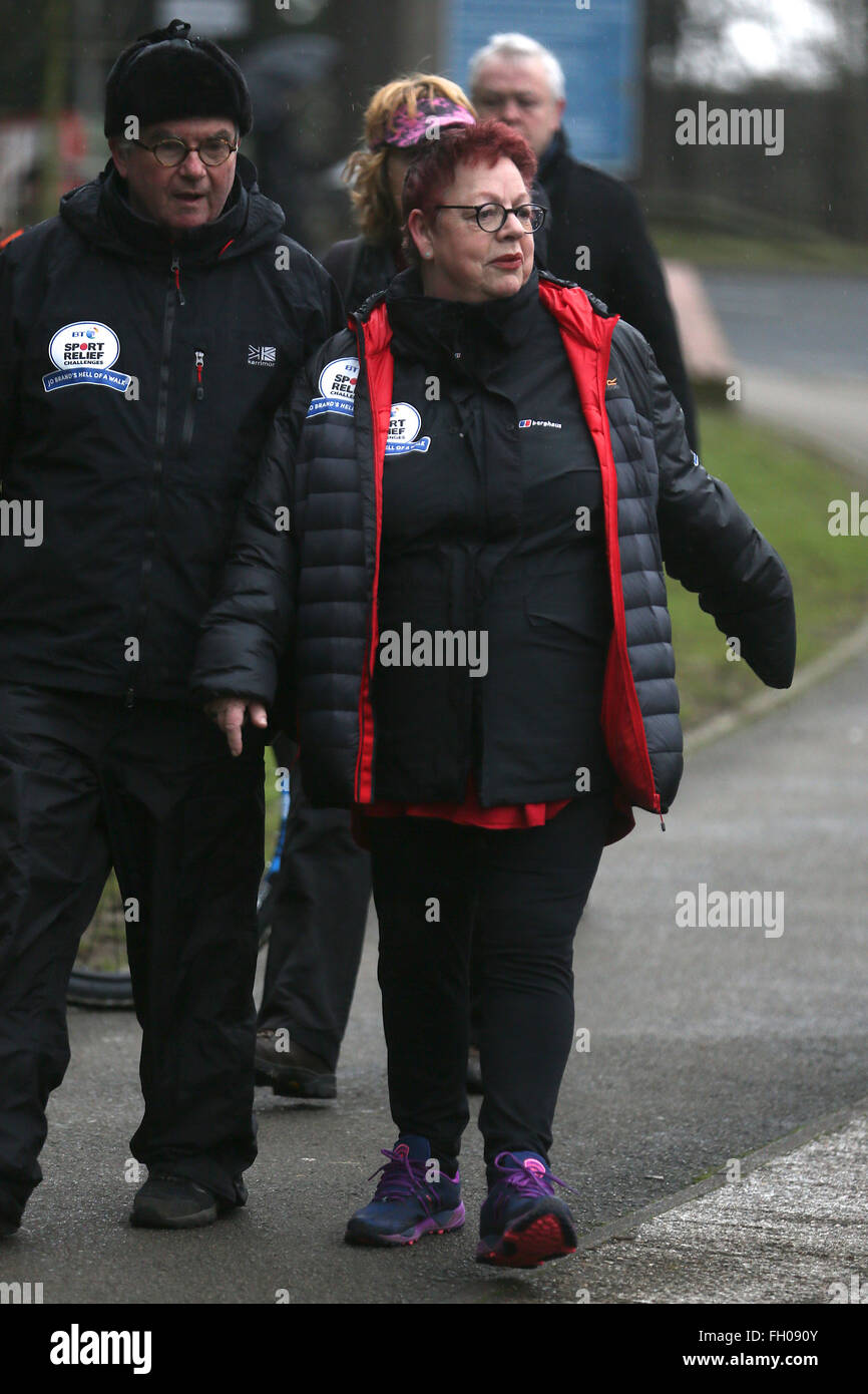 Jo Brand crosses the Humber Bridge at the start of her Hull to ...