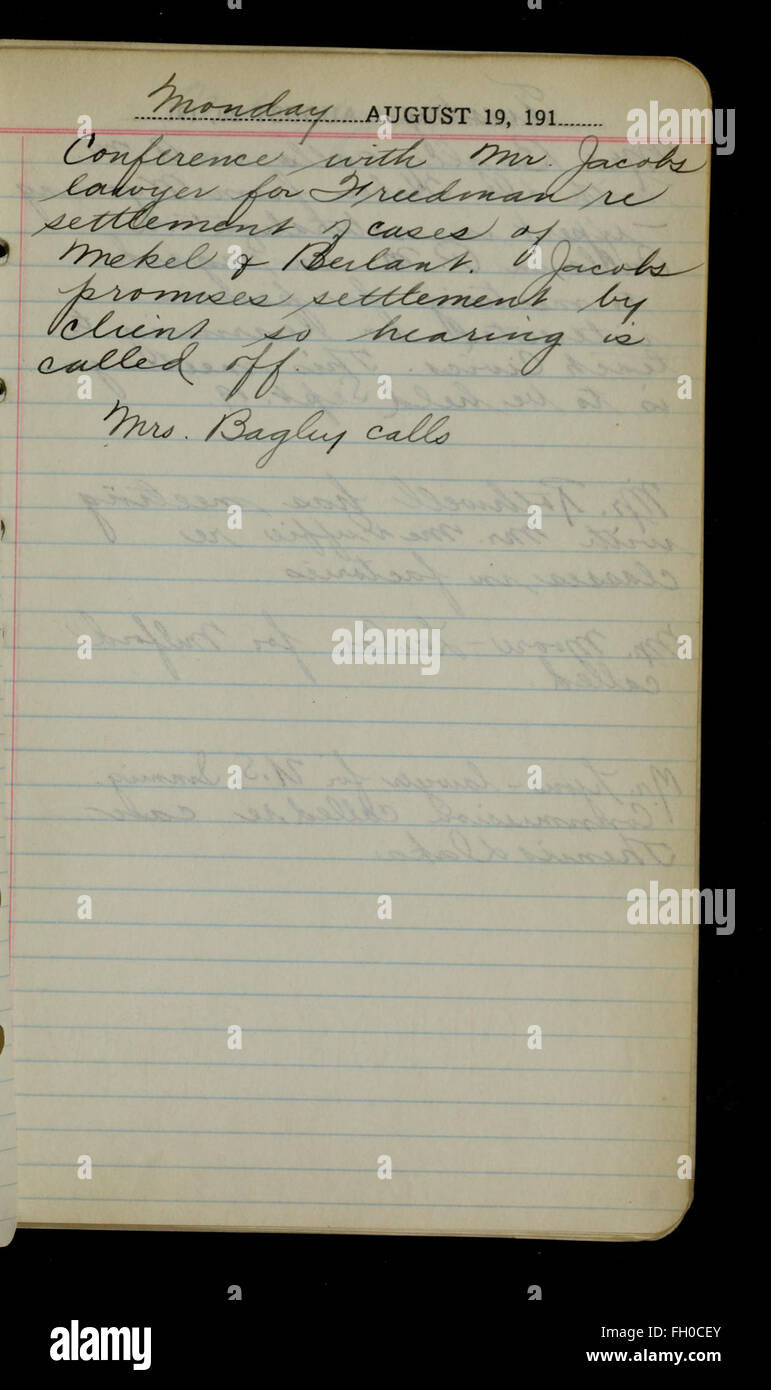 Alice Winifred O'Connor Professional Diaries, 1918 (1918 Stock Photo ...