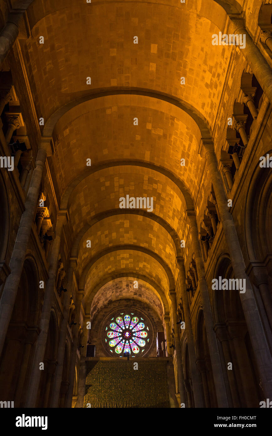 Lisbon, Portugal April 21 ,2014: Se Cathedral interior, the main and ...
