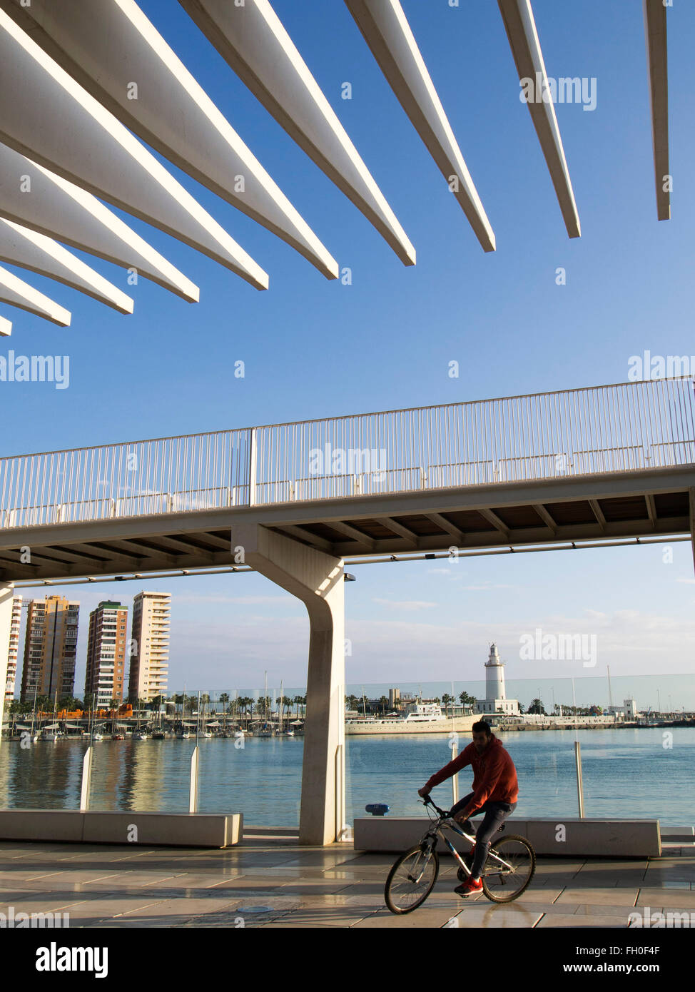 Muelle Uno seaside promenade port, Malaga city Costa del Sol. Andalusia ...