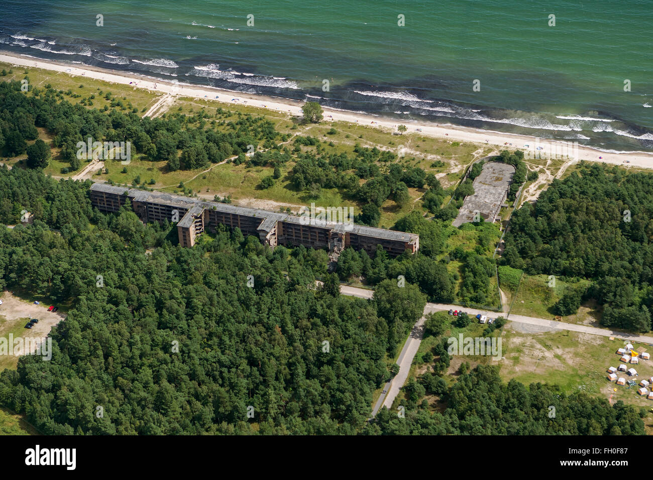 Aerial view, KDF Bad Prora, former resort of the Nazi Kraft durch ...