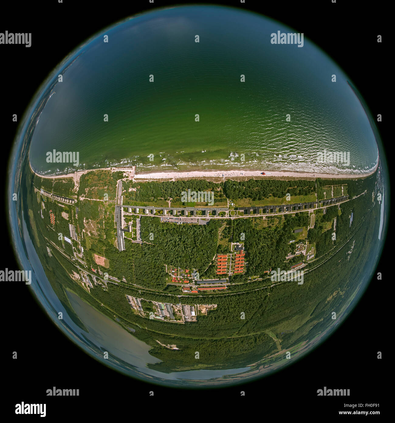 Aerial view, KDF Bad Prora, former resort of the Nazi Kraft durch ...