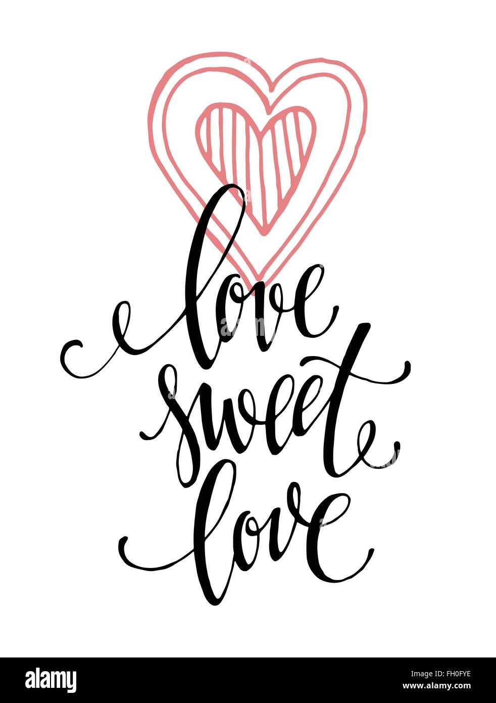 Valentine Day and Love lettering collection. Vector illustration Stock ...