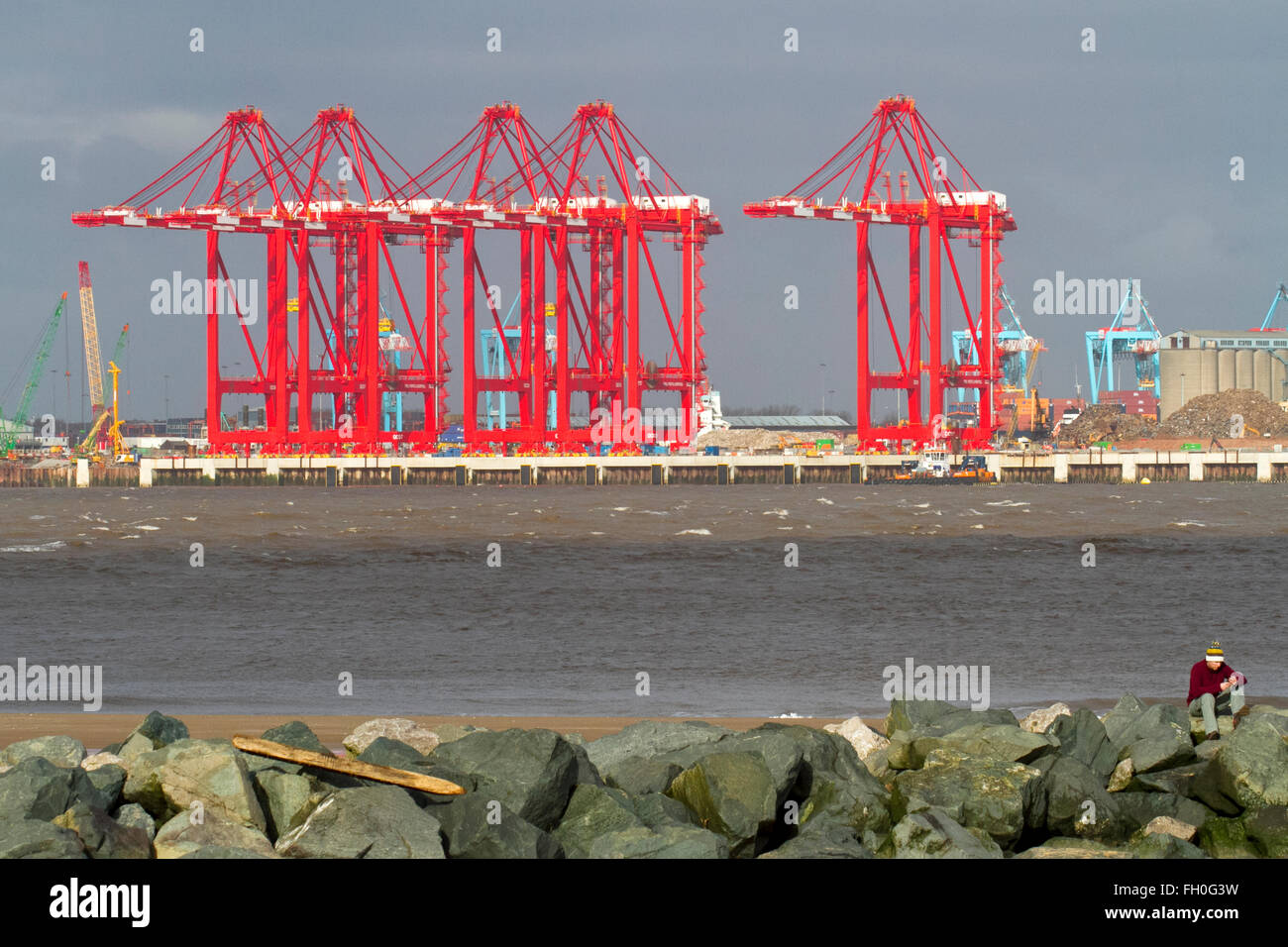 Liverpool Docks and Wharfs and new container cranes in position on the ...