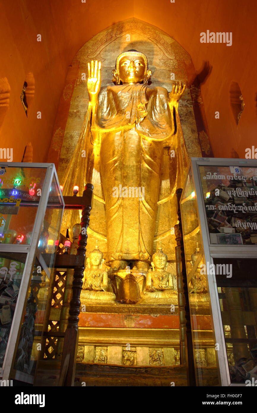 Ananda, The old golden Buddha statue in pagoda temple in Bagan,Myanmar ...